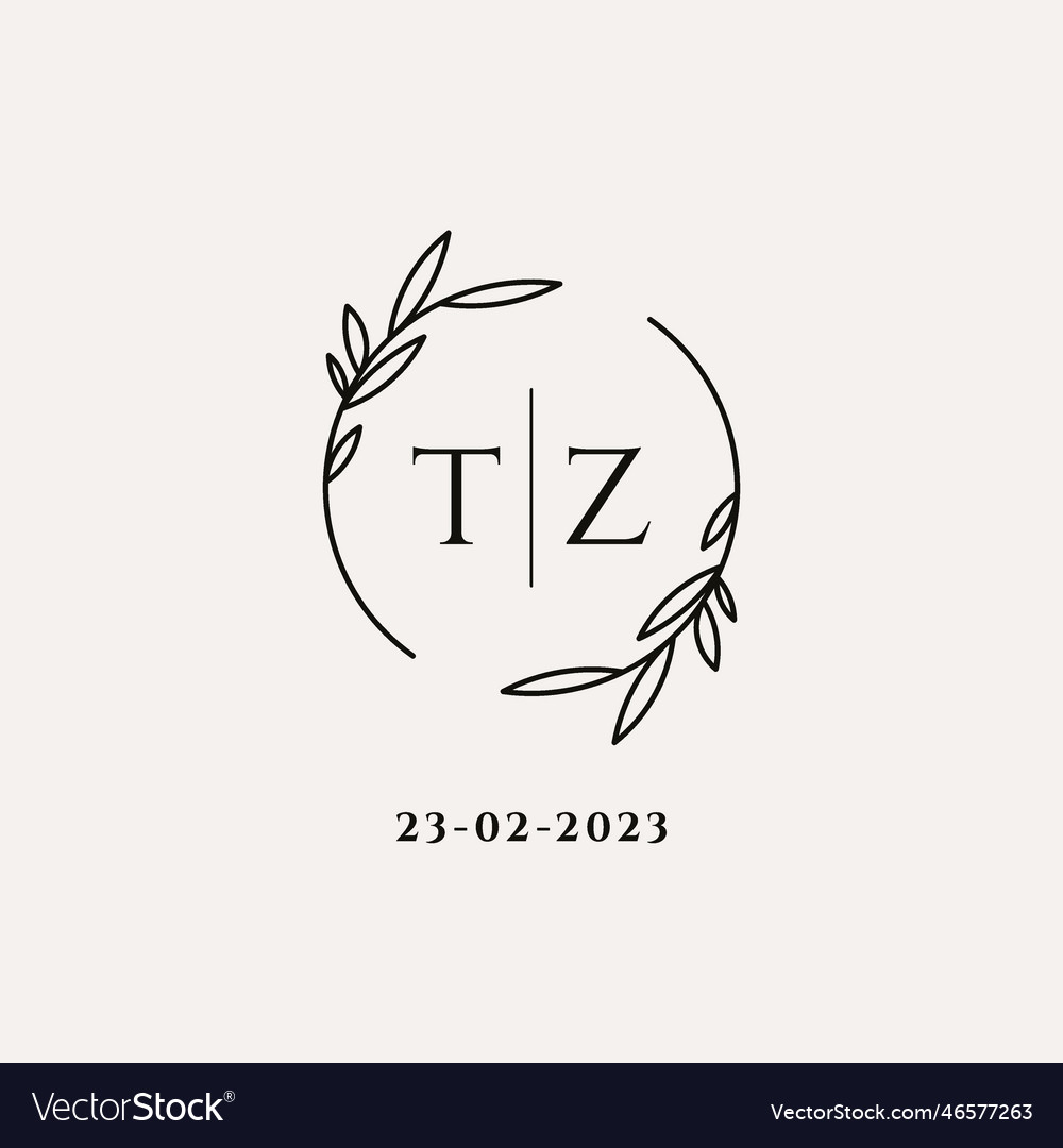 Letter tz wedding monogram logo design Royalty Free Vector