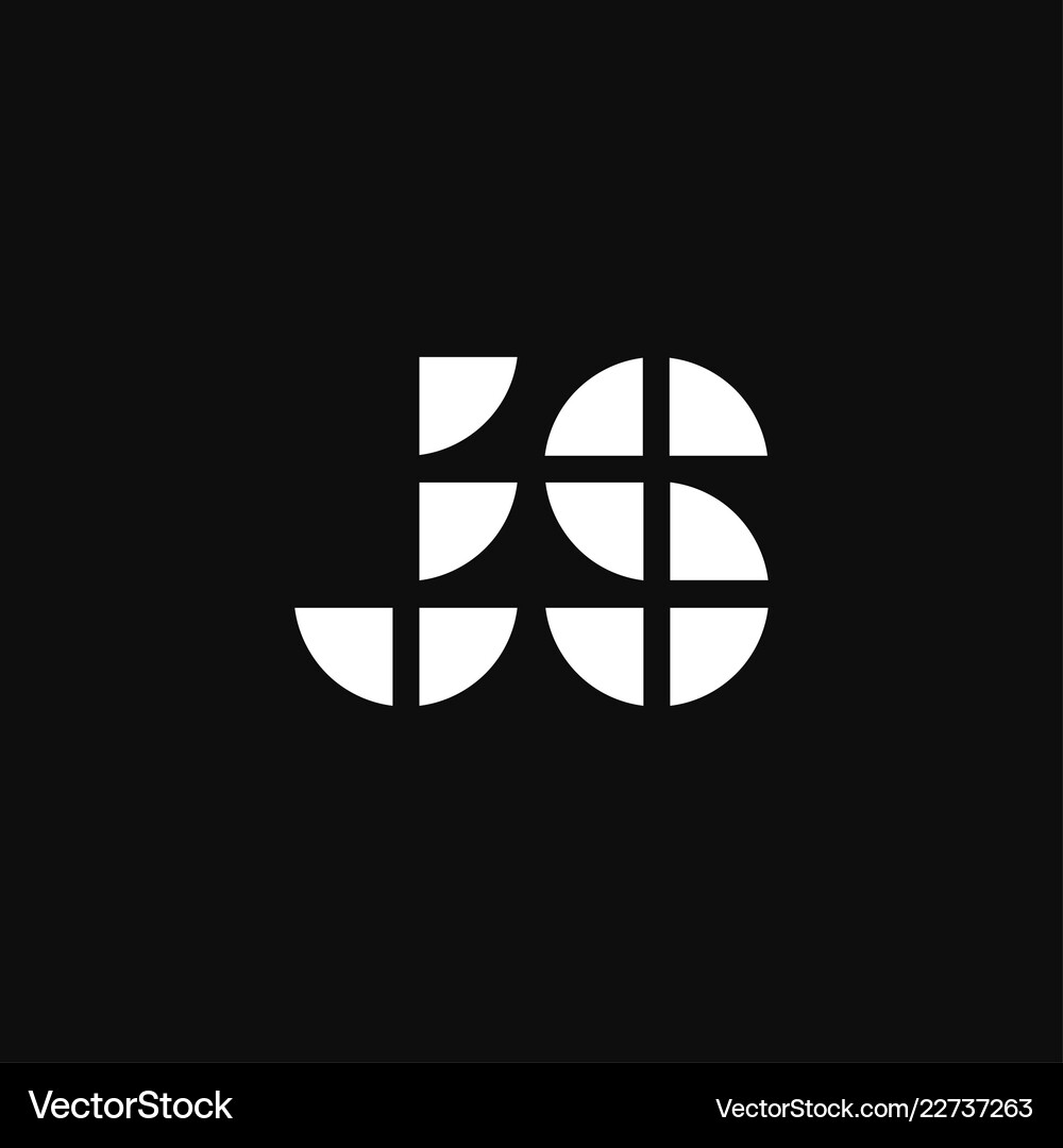Logo letters js quater parts Royalty Free Vector Image