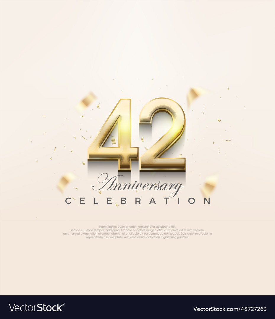 Modern gold 42nd anniversary premium design Vector Image Modern gold 42nd anniversary premium design Vector Image