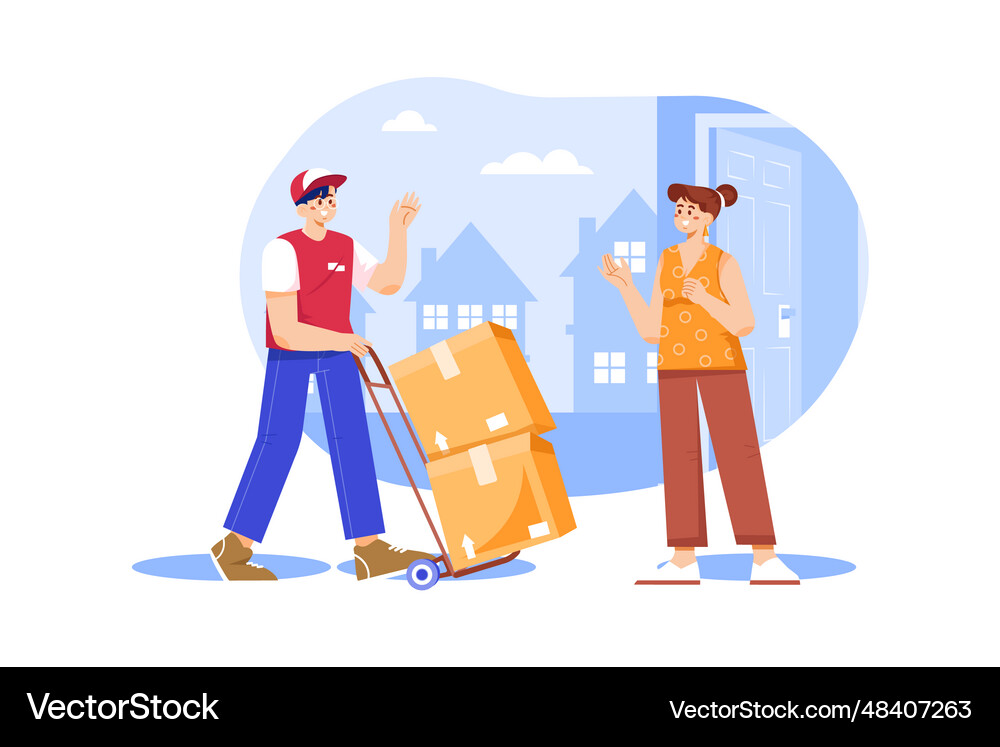 Parcel delivery service concept flat isolated on Vector Image