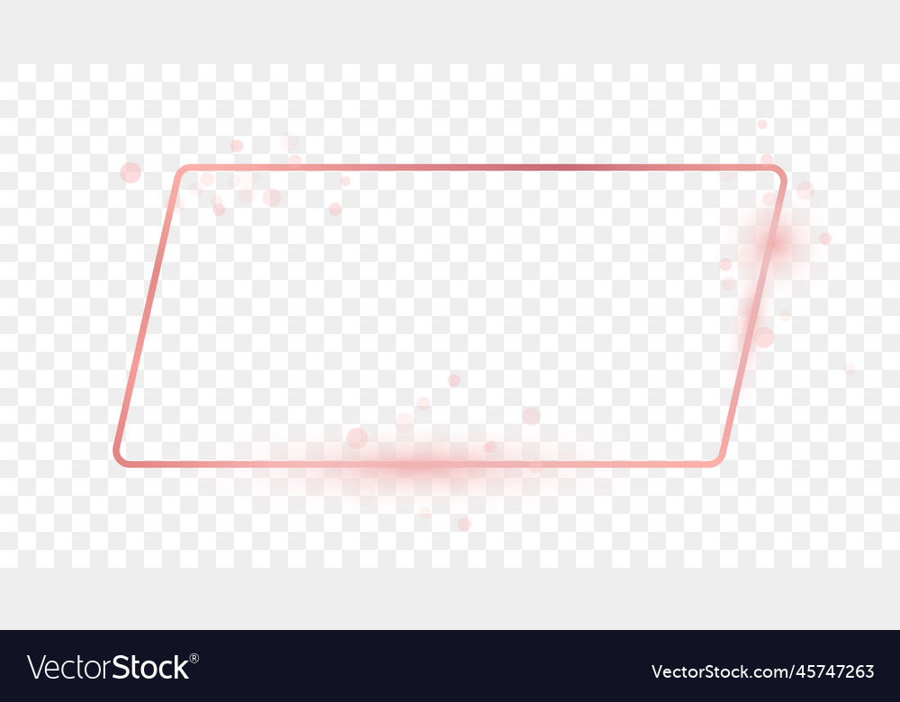 Rose gold glowing rounded rectangular shape frame Vector Image