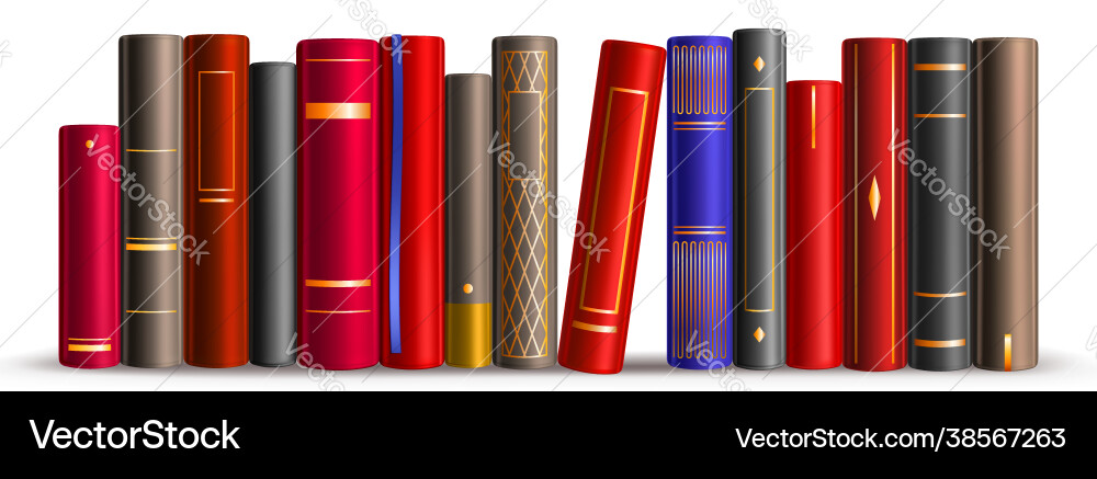 Row books on shelf in library or bookstore Vector Image