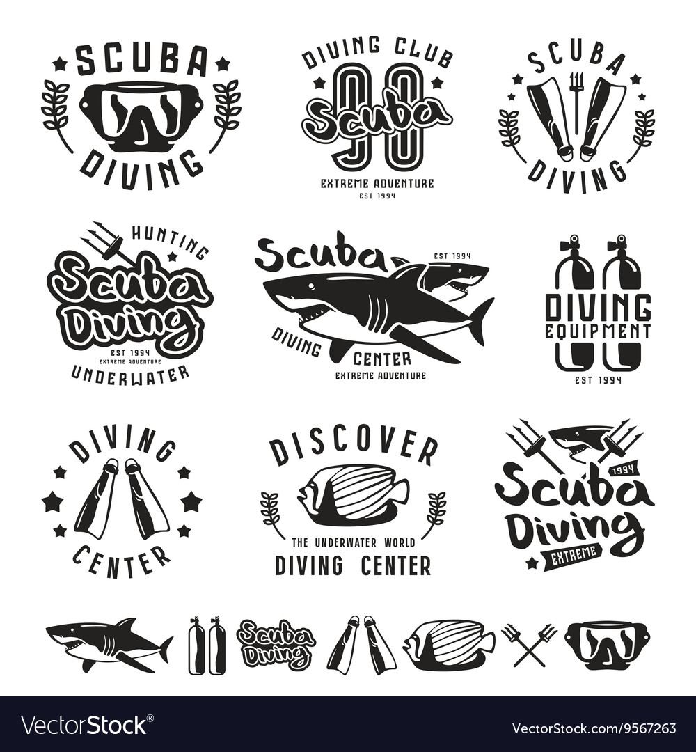 Scuba diving emblems Royalty Free Vector Image