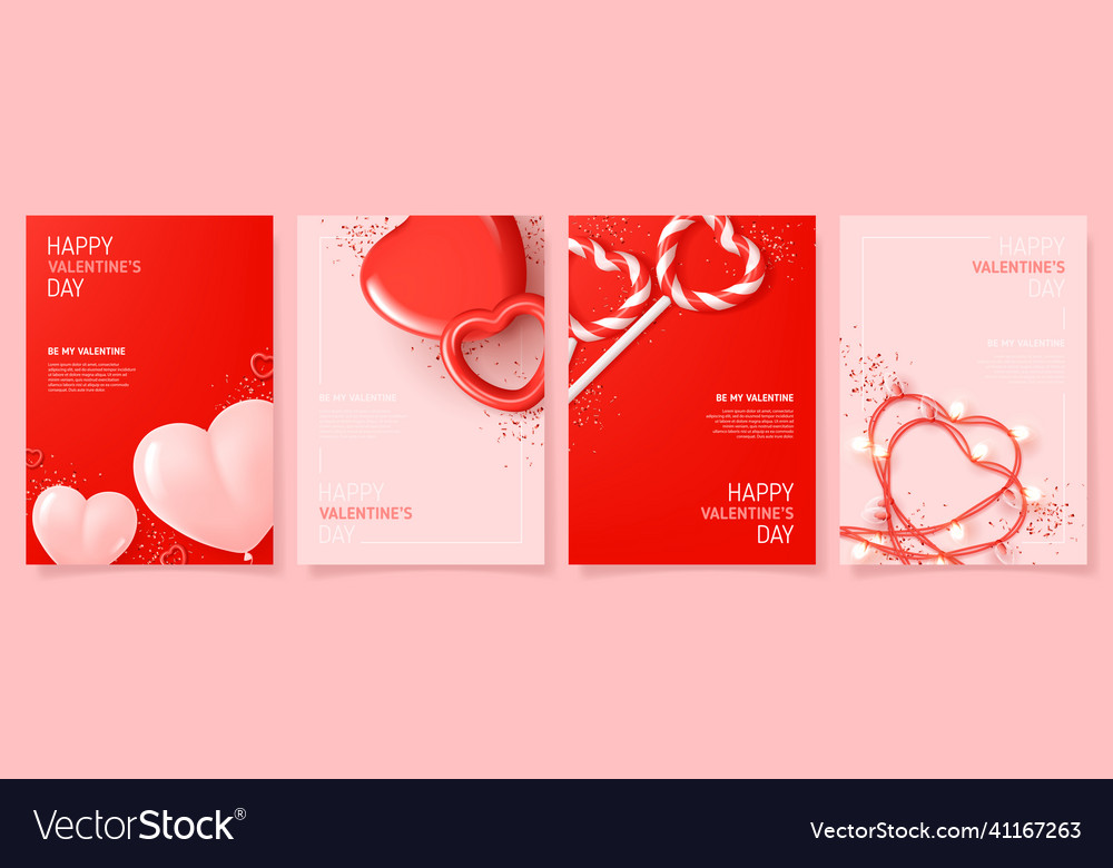 Set of happy valentines day posters Royalty Free Vector