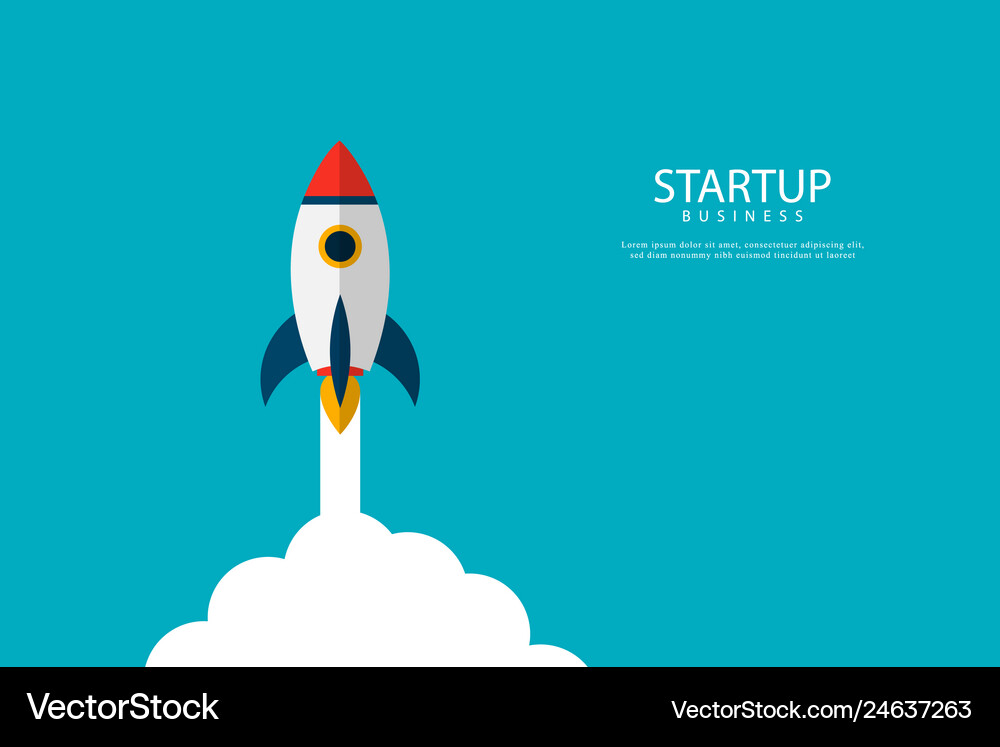 Startup concept start up rocket launch Royalty Free Vector