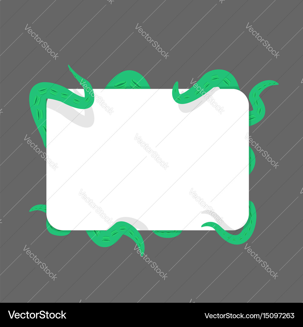 Tentacle and banner green monster hugging white Vector Image