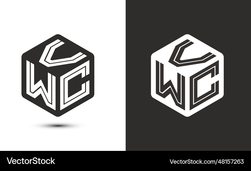 Vwc letter logo design with cube logo logo modern Vector Image