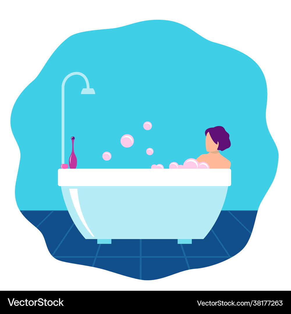 Woman bathing in bathroom Royalty Free Vector Image
