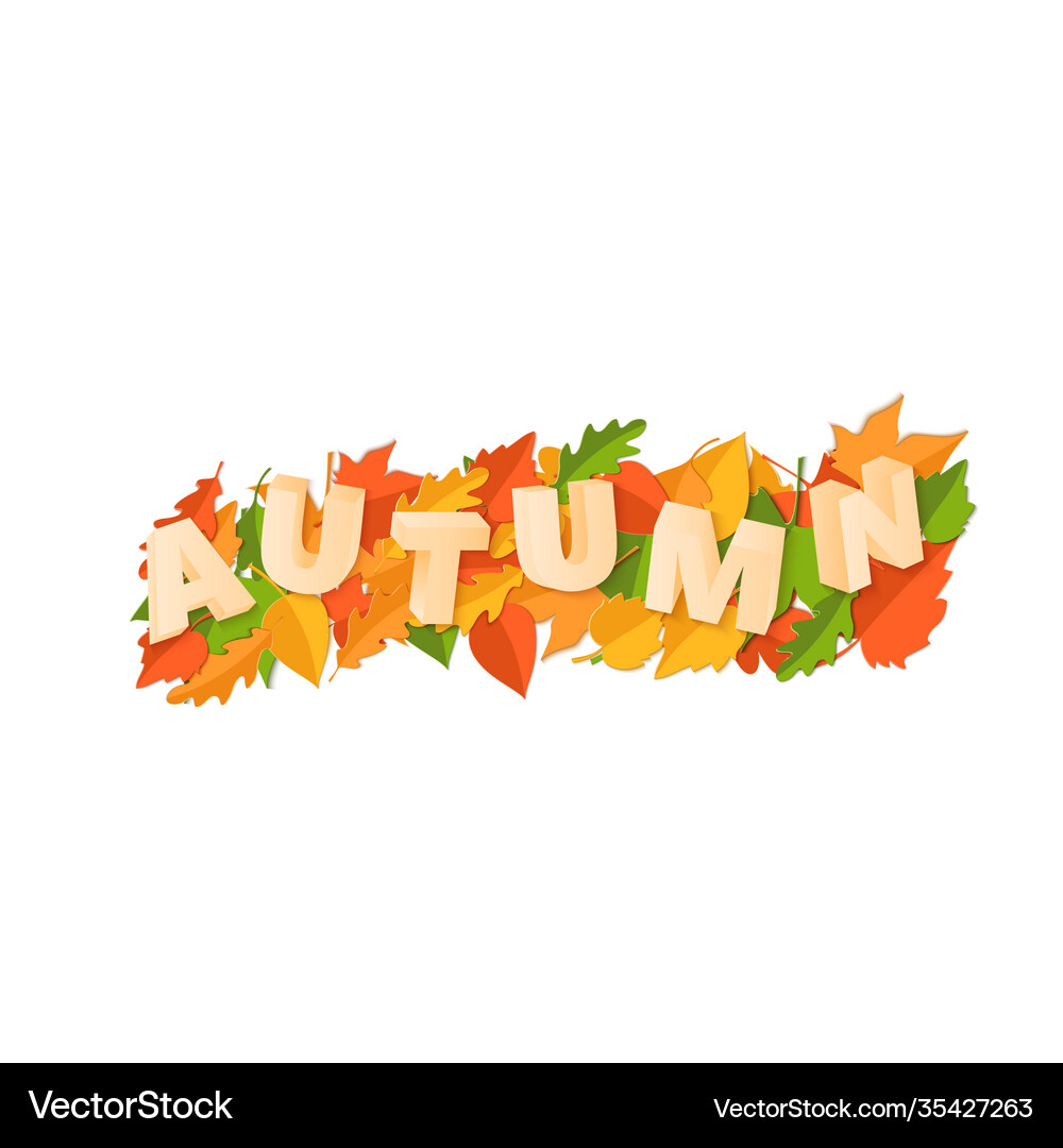 Word autumn composition with green yellow red Vector Image