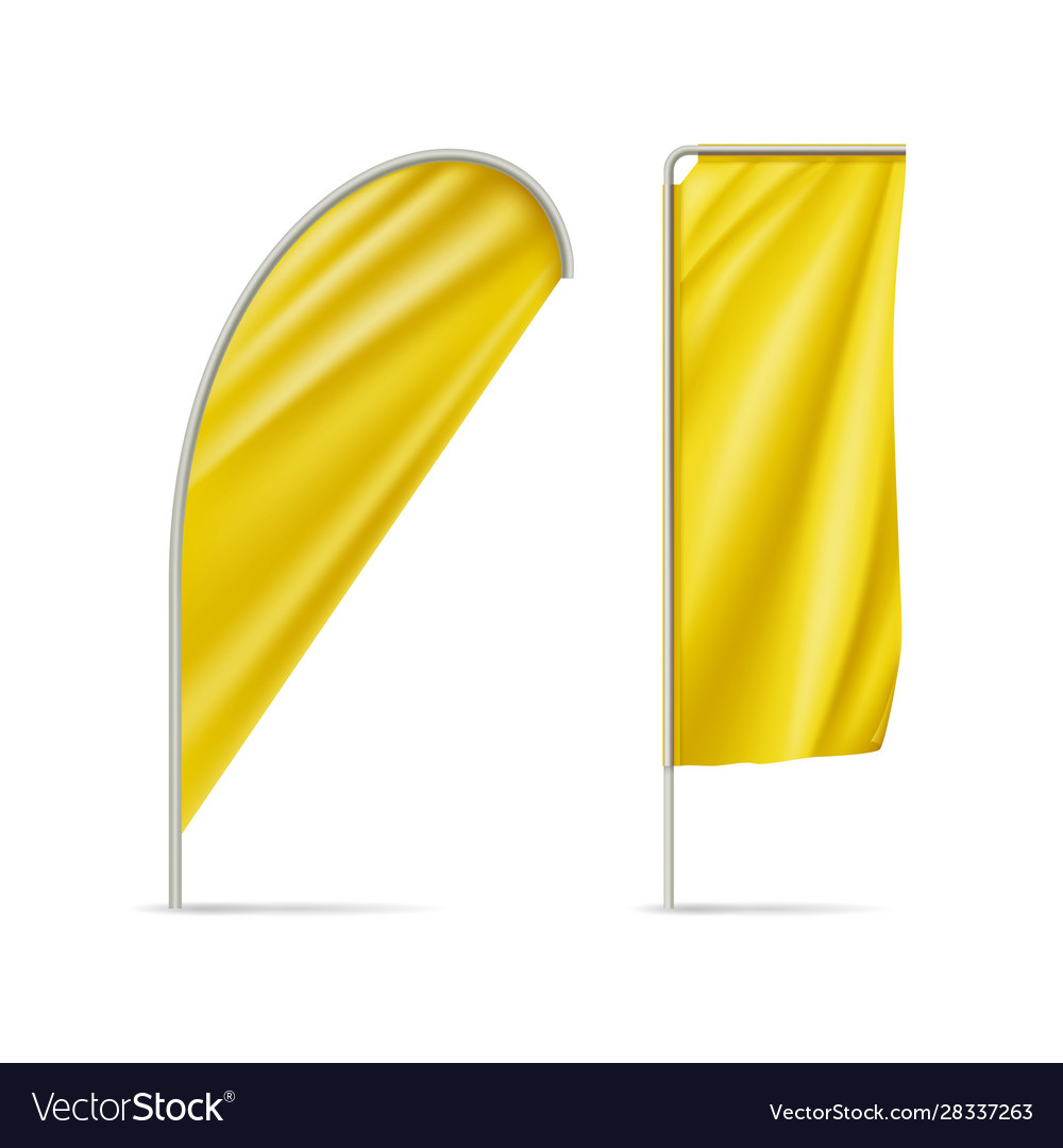 Yellow teardrop and rectangular flags Royalty Free Vector