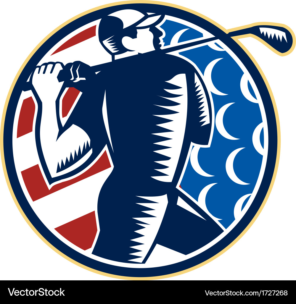 American Golfer Tee Off Golf Retro Royalty Free Vector Image