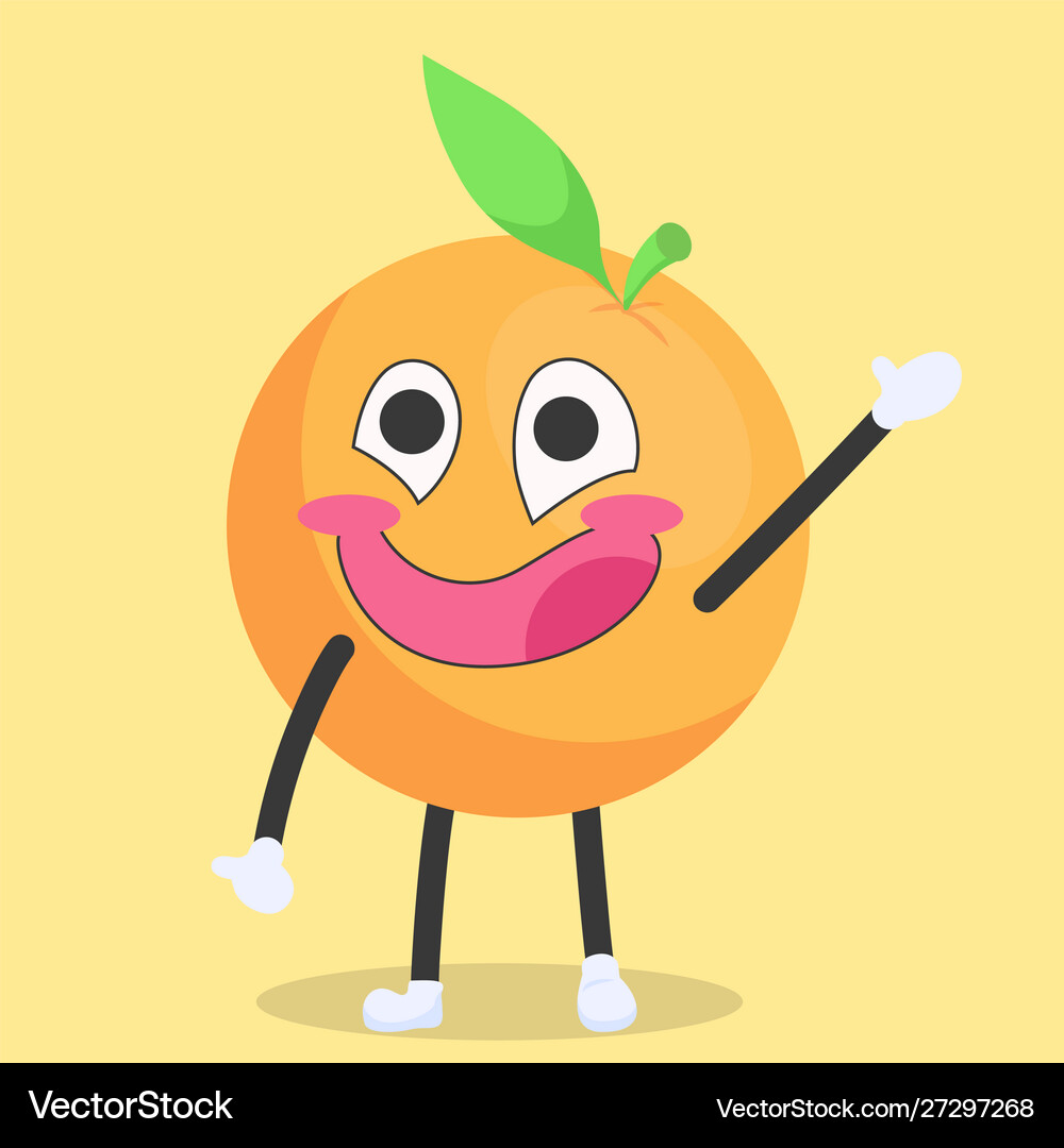 Cute orange characters waving with happy Vector Image