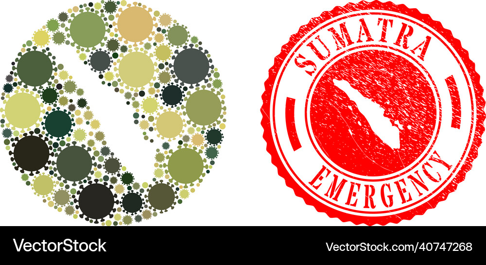 Emergency rubber seal and sars virus mosaic Vector Image