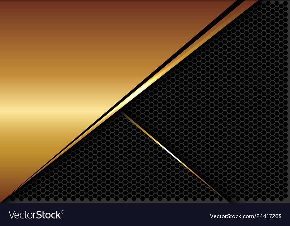 Glossy Gold On Dark Hexagon Mesh Design Royalty Free Vector 