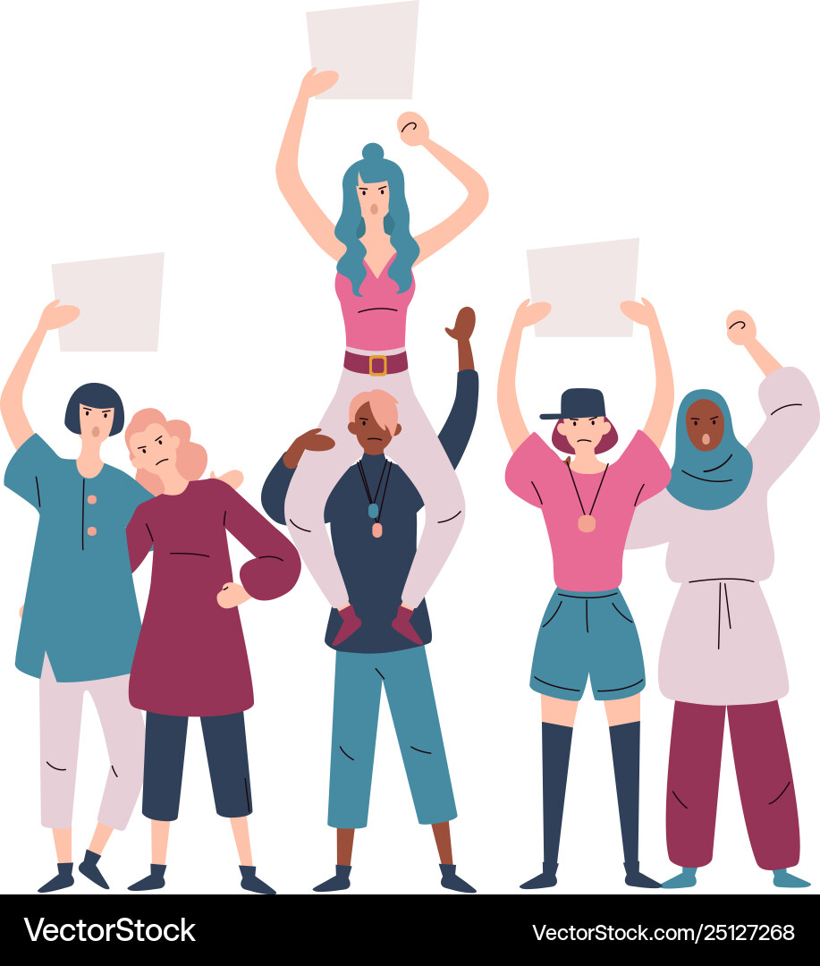 Group women in protest female Royalty Free Vector Image