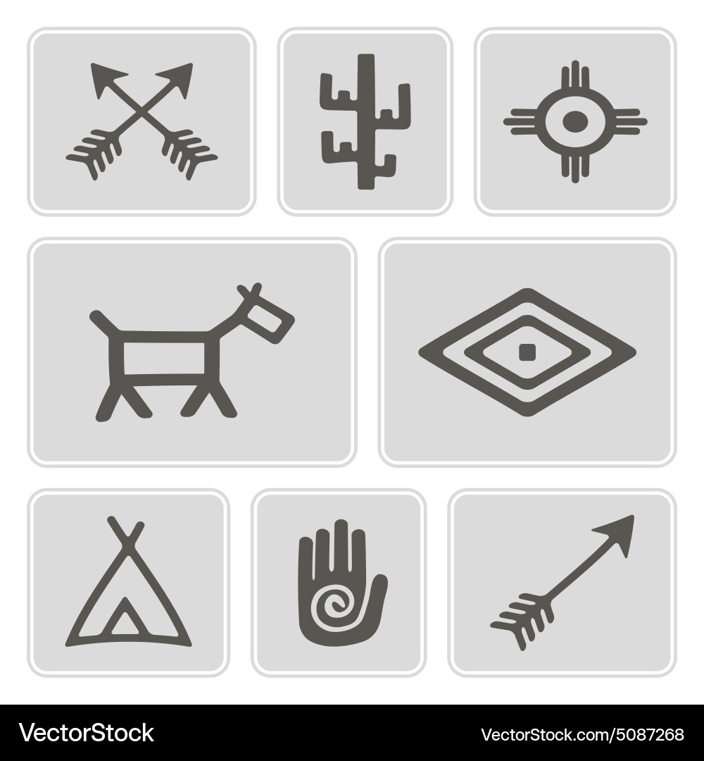 Icons with native american symbos Royalty Free Vector Image