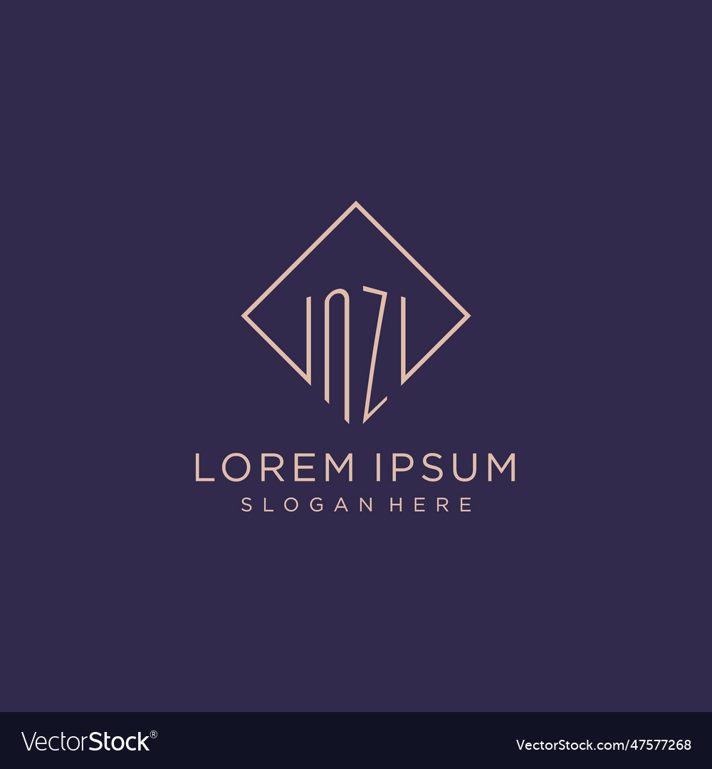 Initials nz logo monogram with rectangle style Vector Image