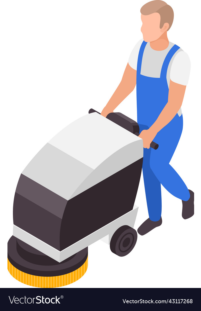 Man cleaning machine composition Royalty Free Vector Image