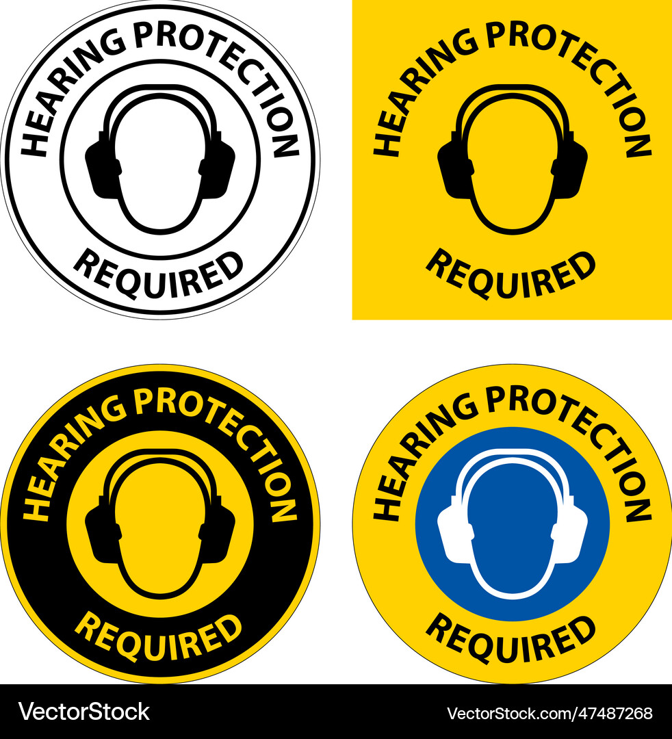 Notice hearing protection required sign on white Vector Image