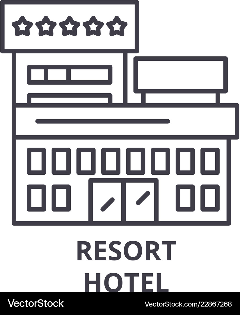 Resort hotel line icon concept hotel Royalty Free Vector