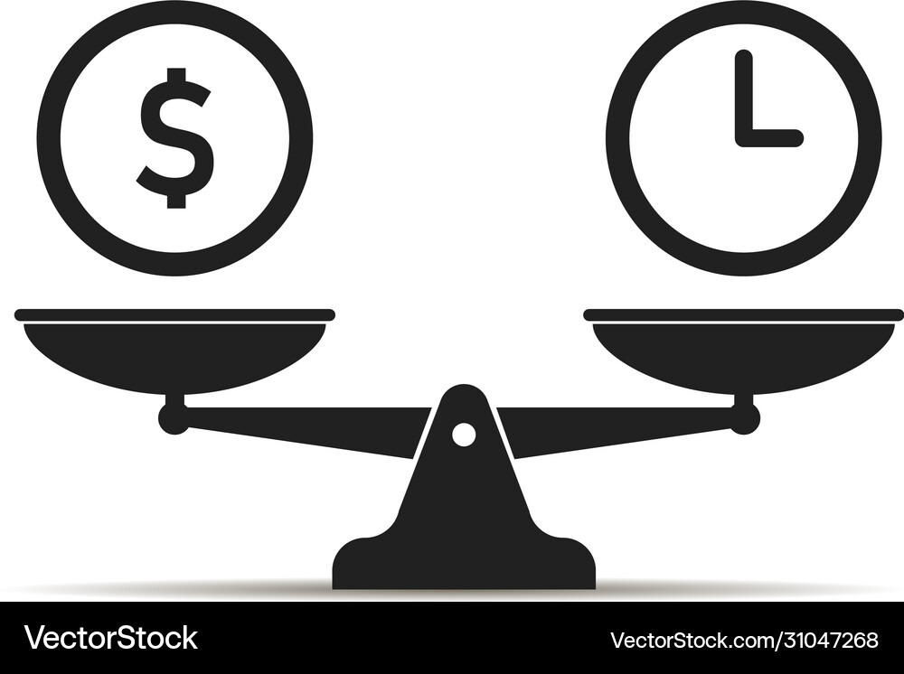 Scale icon money vs time balance isolated Vector Image