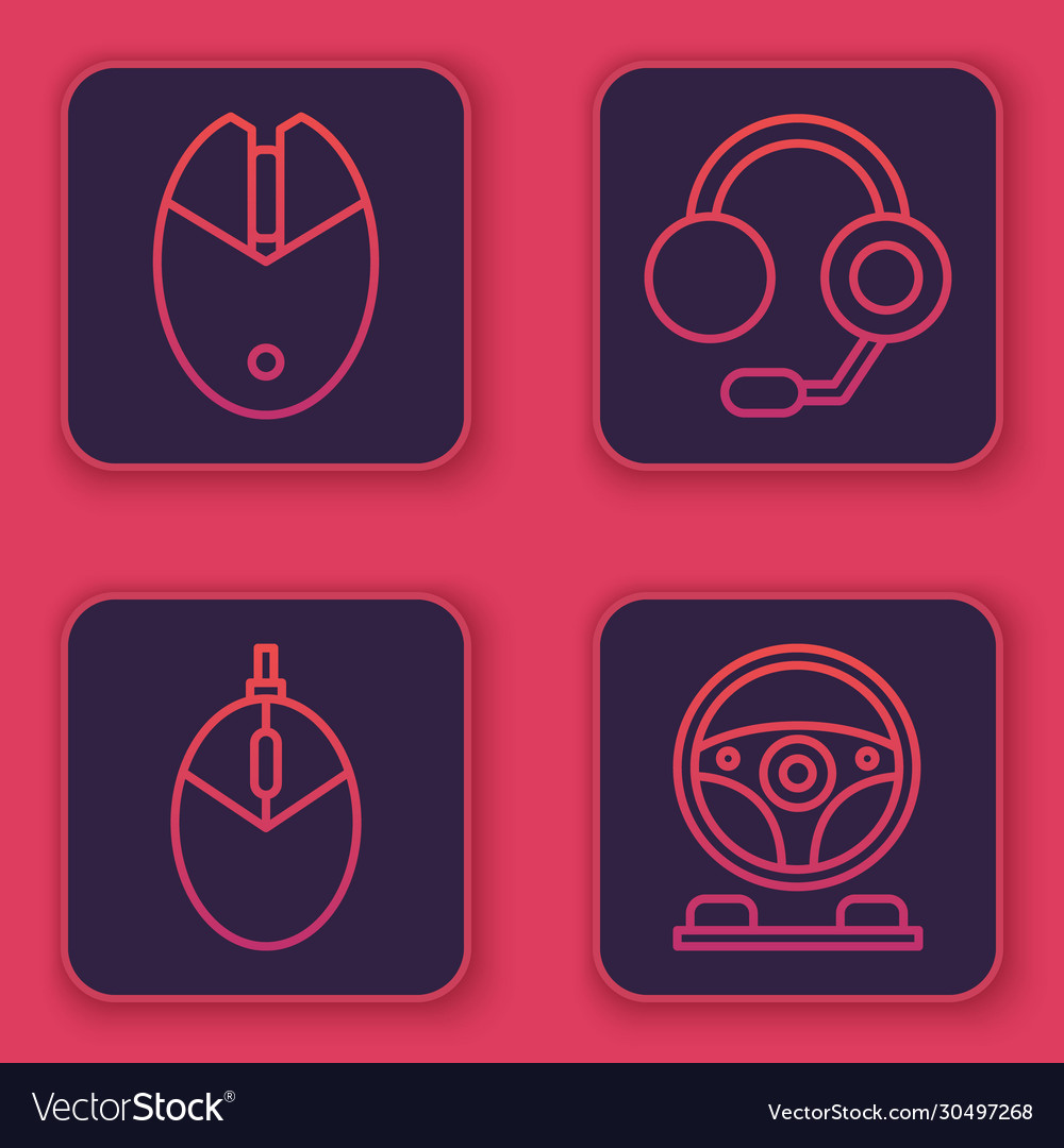 Set Line Computer Mouse Gaming Computer Mouse Vector Image
