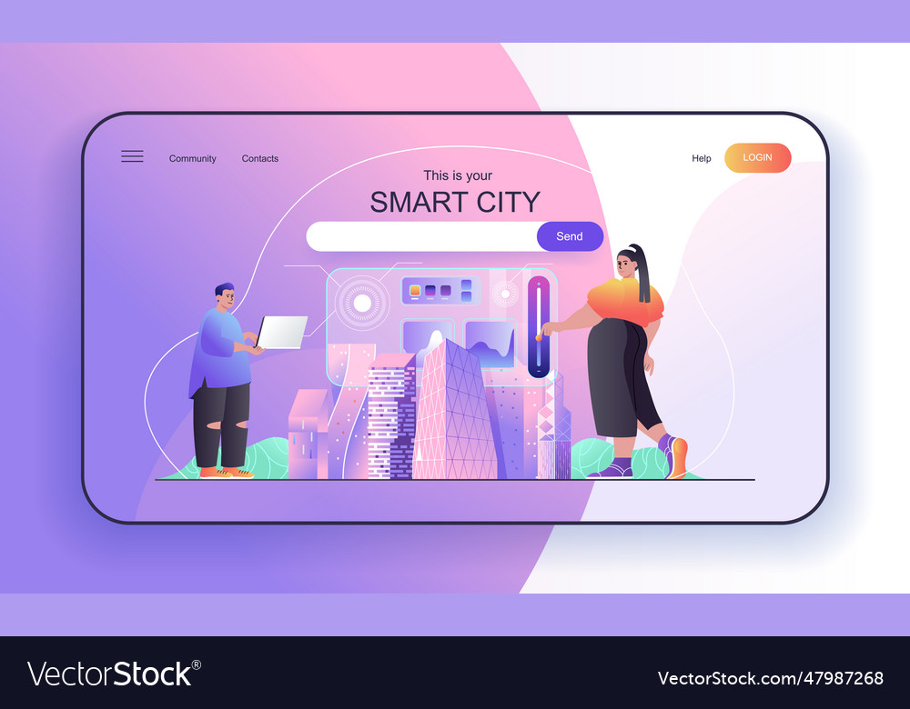 This is your smart city concept for landing page Vector Image