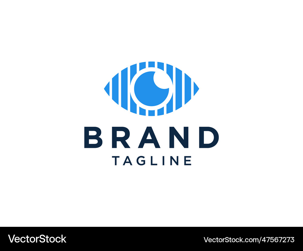 Abstract eye vision logo blue geometric striped Vector Image