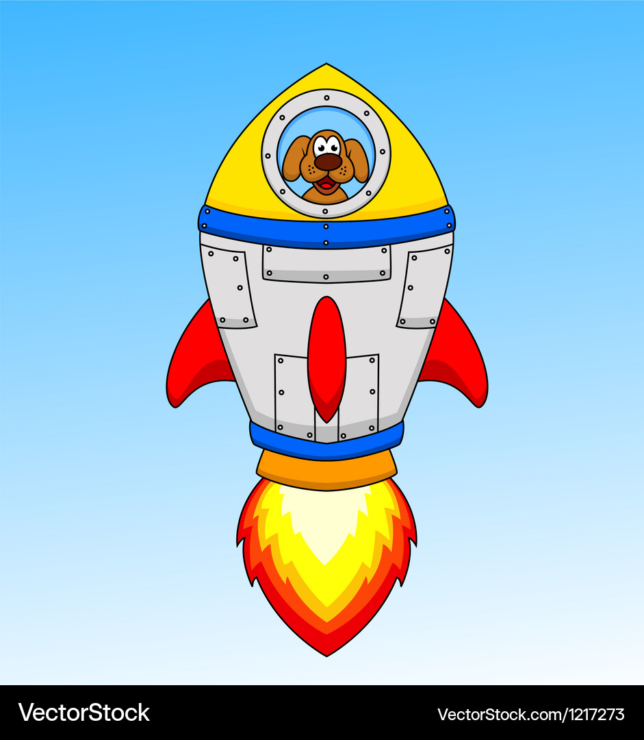 Cartoon Astronaut Dog Rocket Ship Royalty Free Vector Image