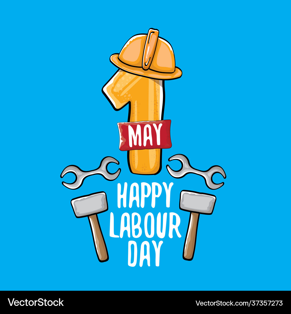 Cartoon happy labour day label isolated Royalty Free Vector
