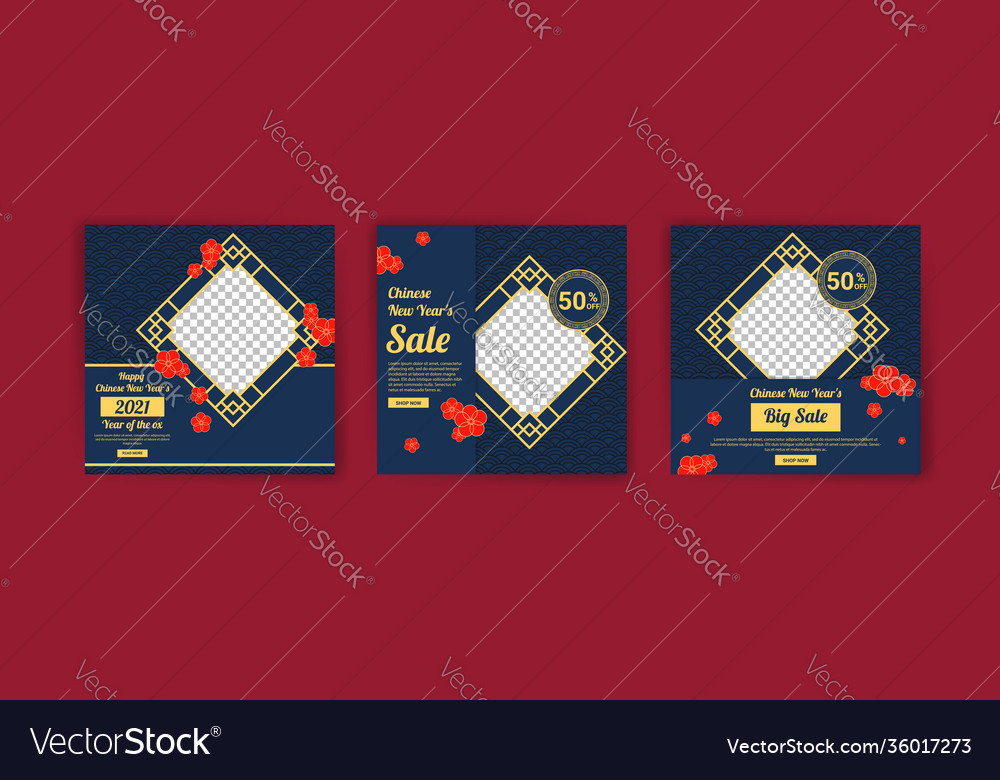 Chinese new year 2021 year ox social media Vector Image