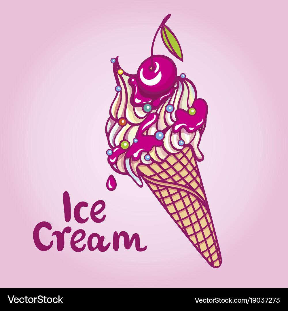 Colorful ice cream with cherry summertime c Vector Image