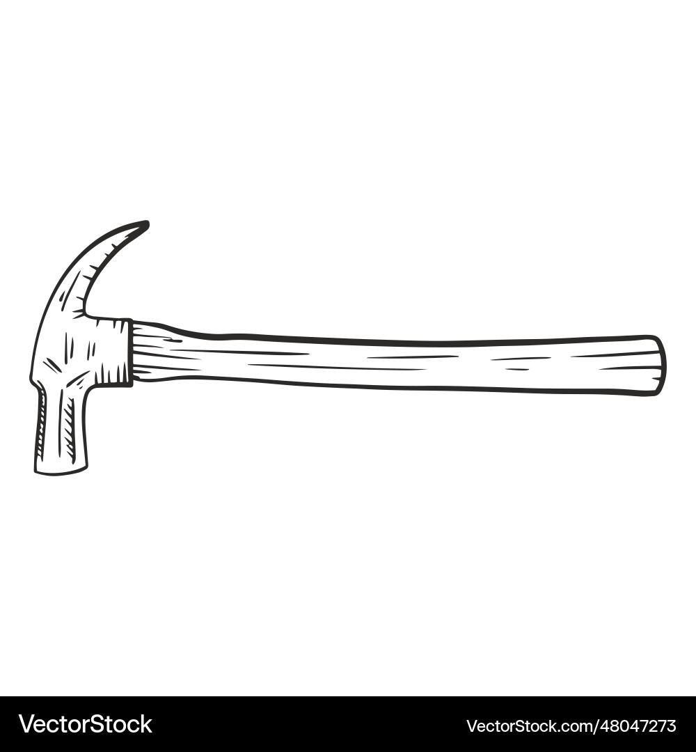 Construction hammer side hand drawn Royalty Free Vector