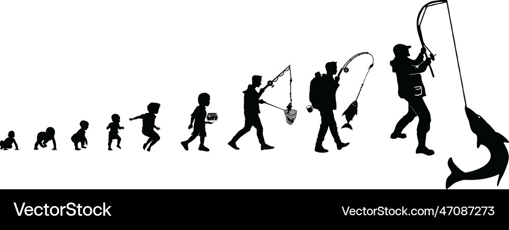 Fishing - the evolution of - baby kid Royalty Free Vector
