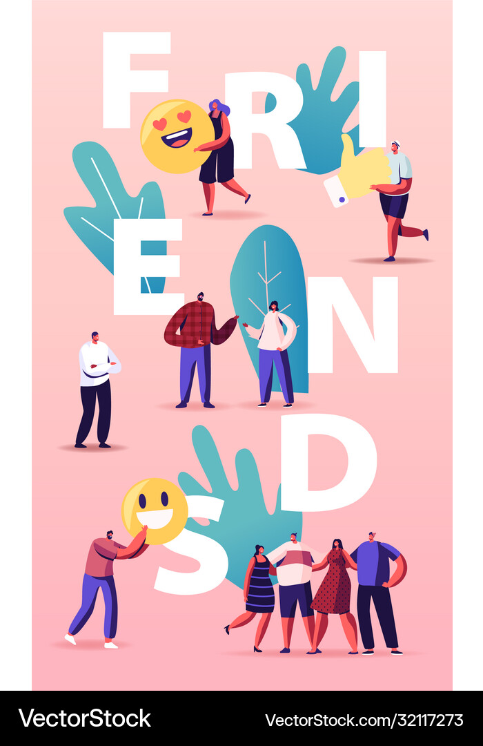 Friendship and friends concept tiny people group Vector Image