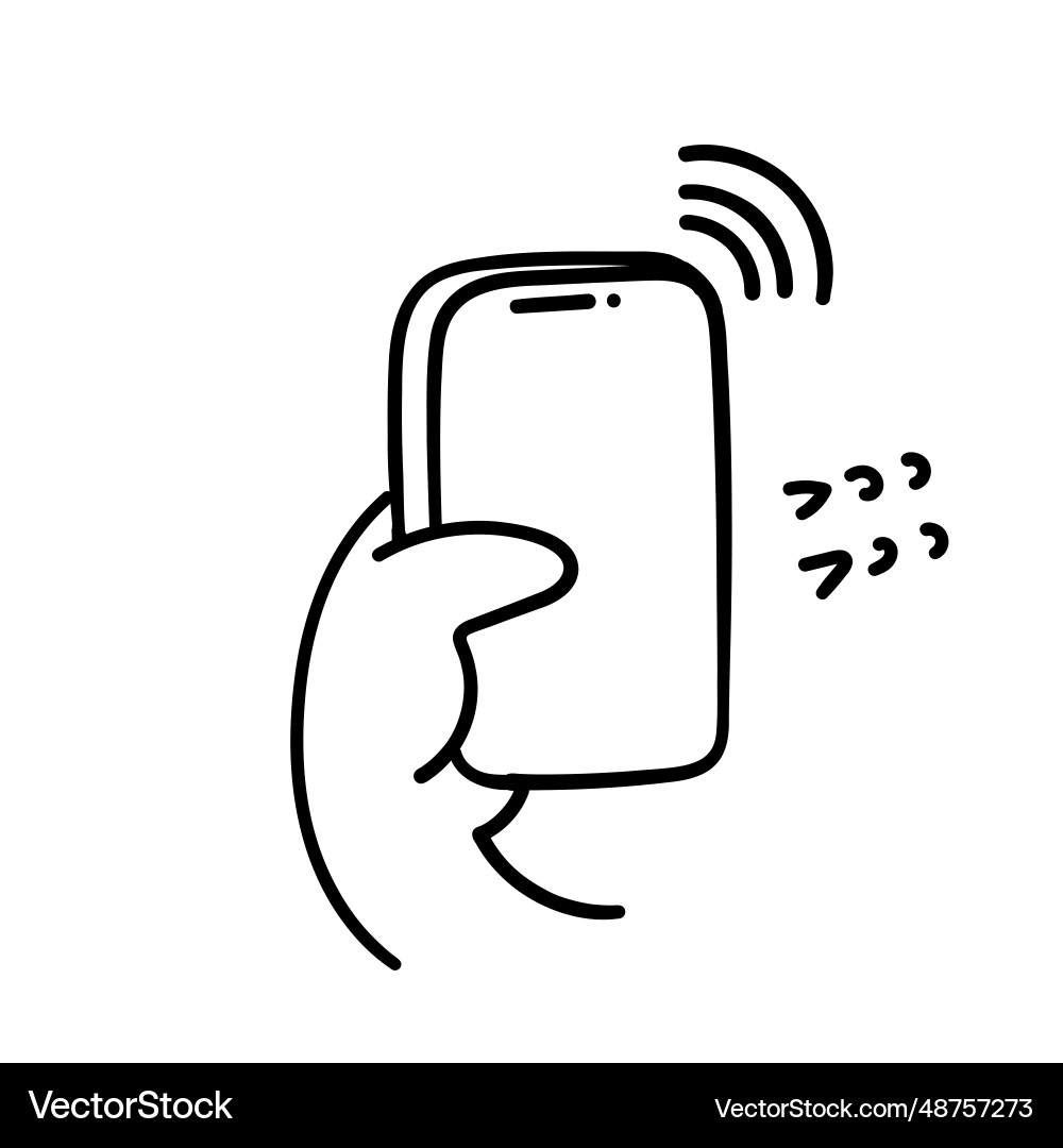 Hand drawn doodle cell phone with network signal Vector Image