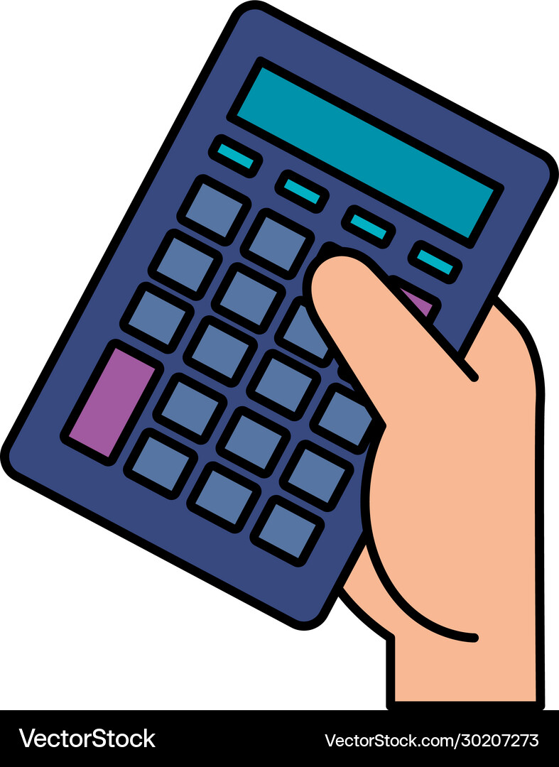 Hand with calculator math finance isolated icon Vector Image