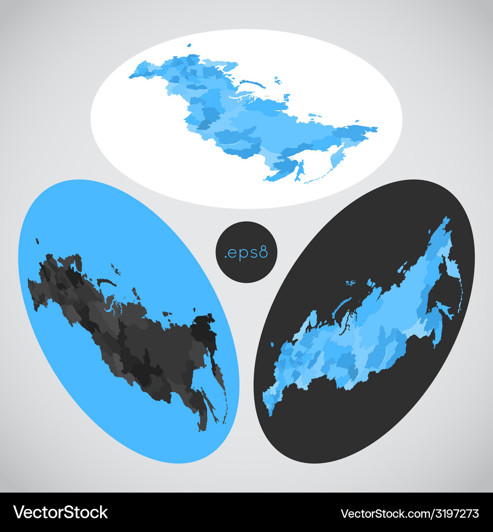 Isometric mono color flat modern russia map set Vector Image