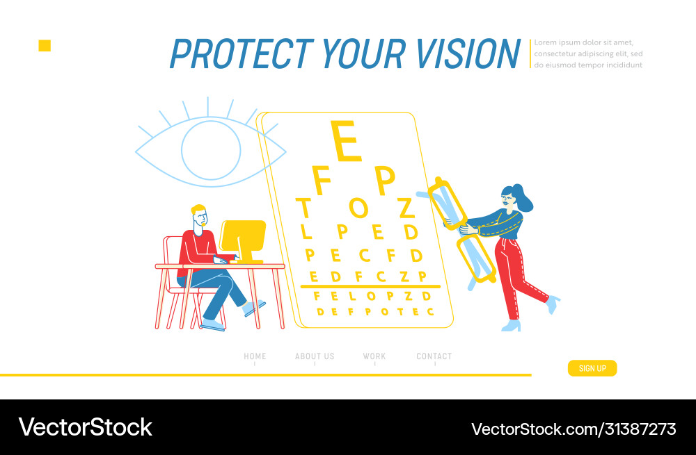 Myopia and eyes disease landing page template Vector Image