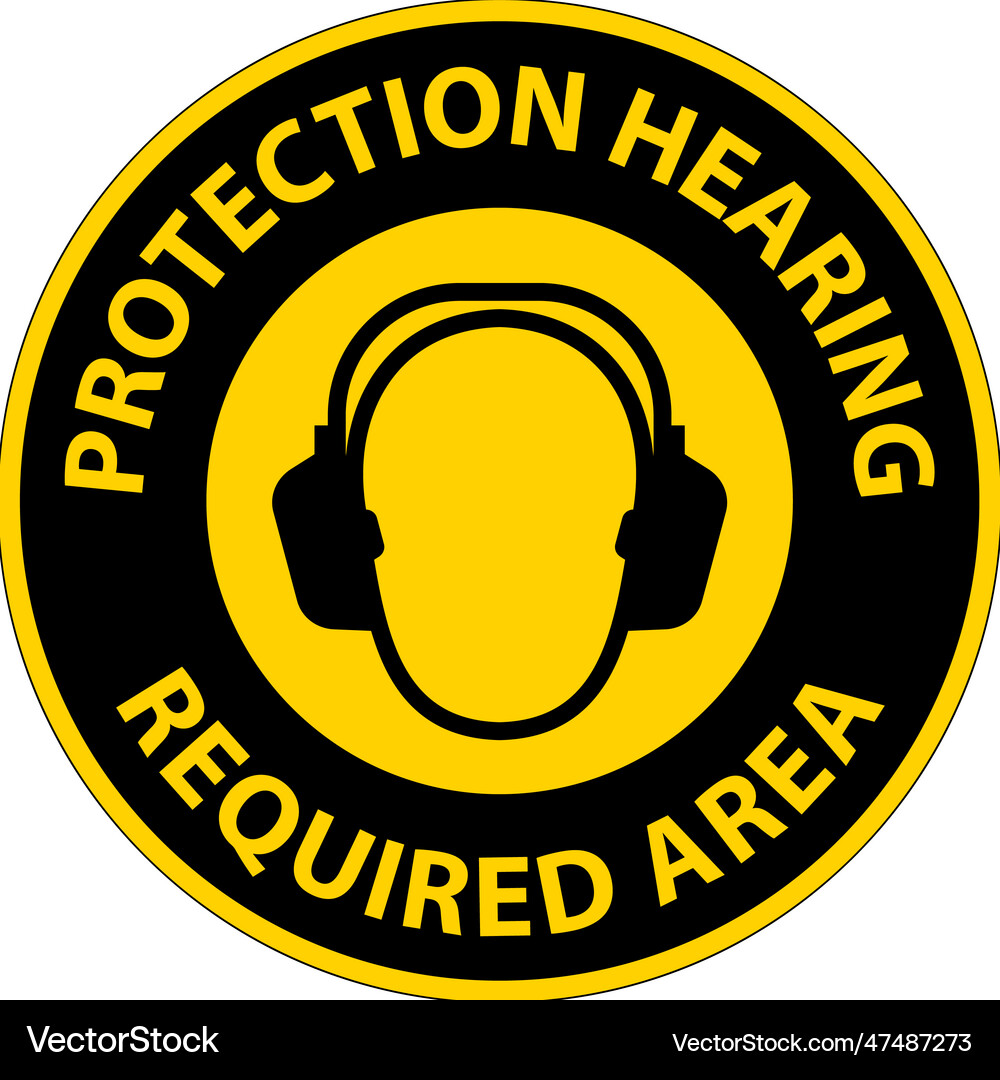 Notice double hearing protection sign on white Vector Image