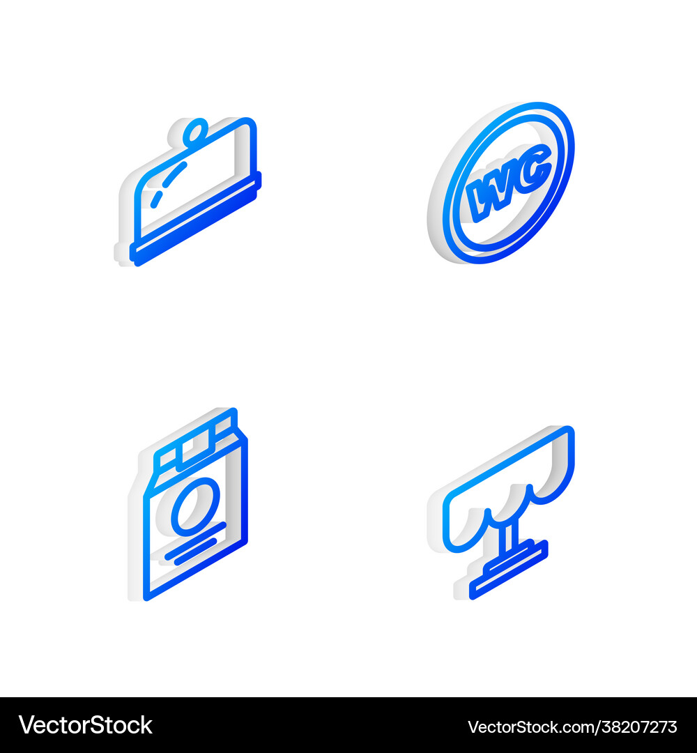 Set isometric line toilet covered with tray Vector Image