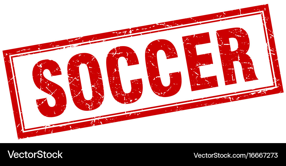Soccer red square grunge stamp on white Royalty Free Vector