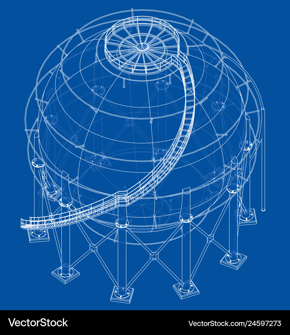 Spherical gas tank outline Royalty Free Vector Image