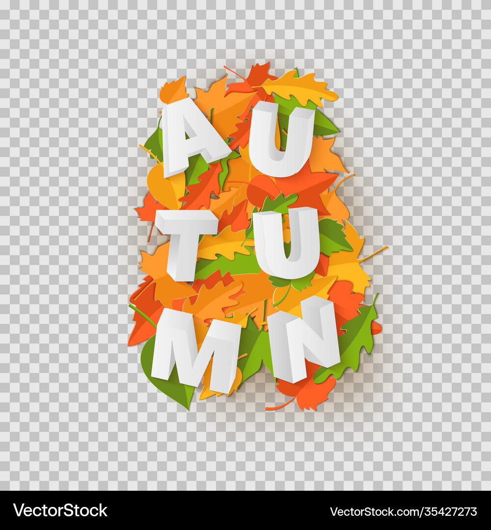 Word autumn composition with green yellow red Vector Image