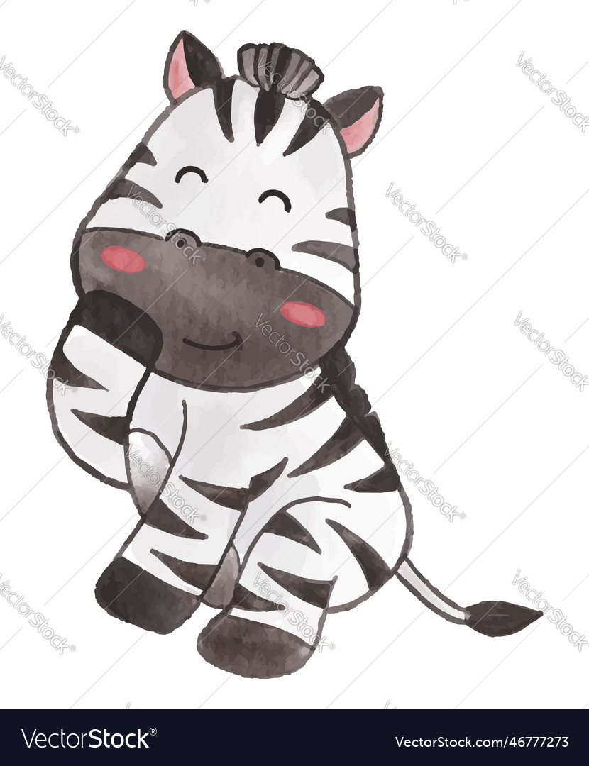 Zebra watercolor paint design cute animal Vector Image