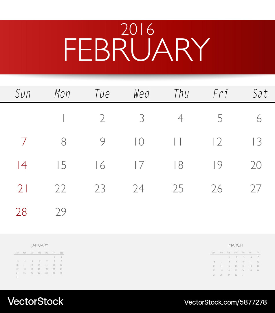 2016 calendar monthly template Royalty Free Vector Image