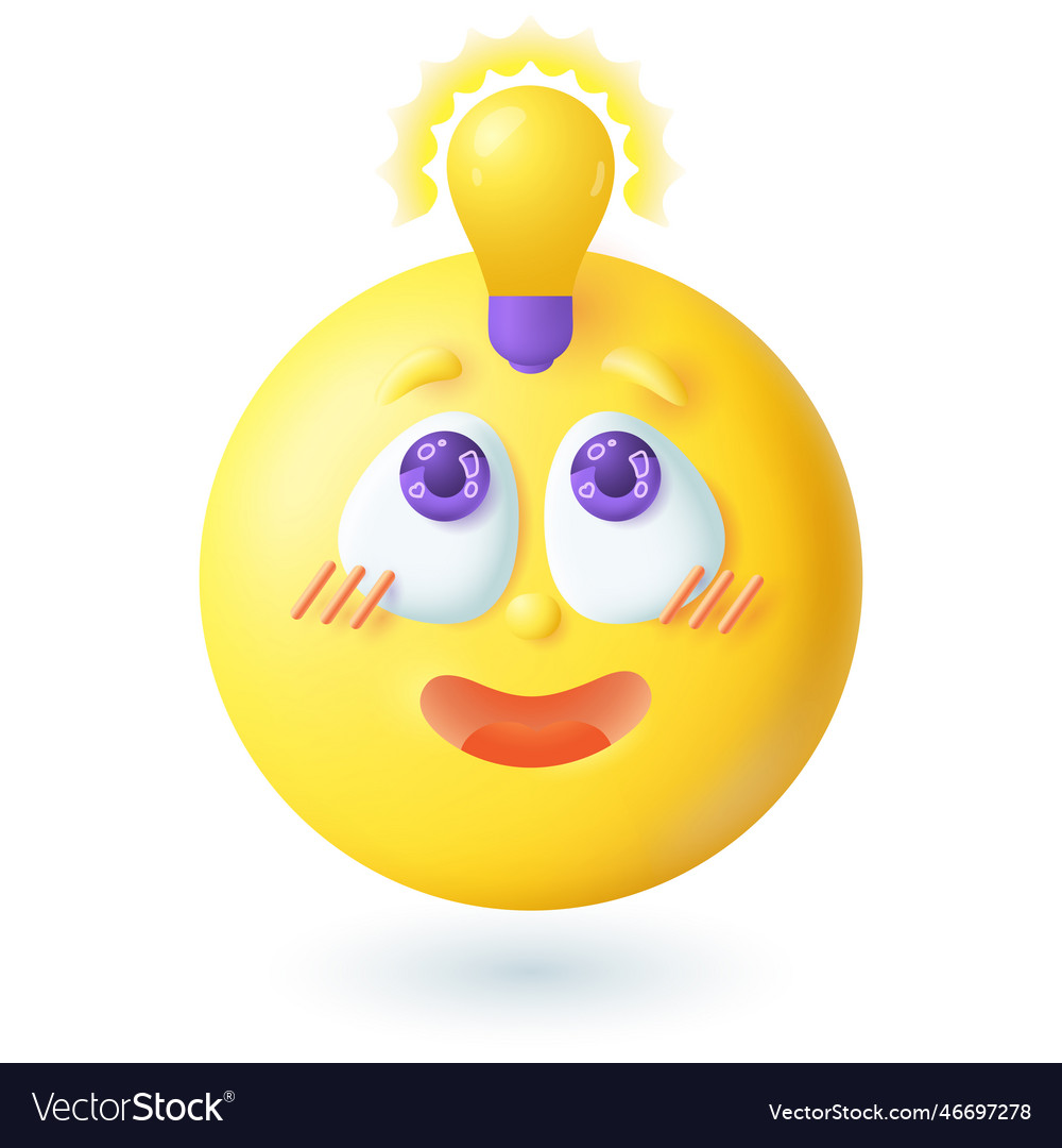3d cartoon style emoticon with lightbulb on his Vector Image 3d cartoon style emoticon with lightbulb on his Vector Image
