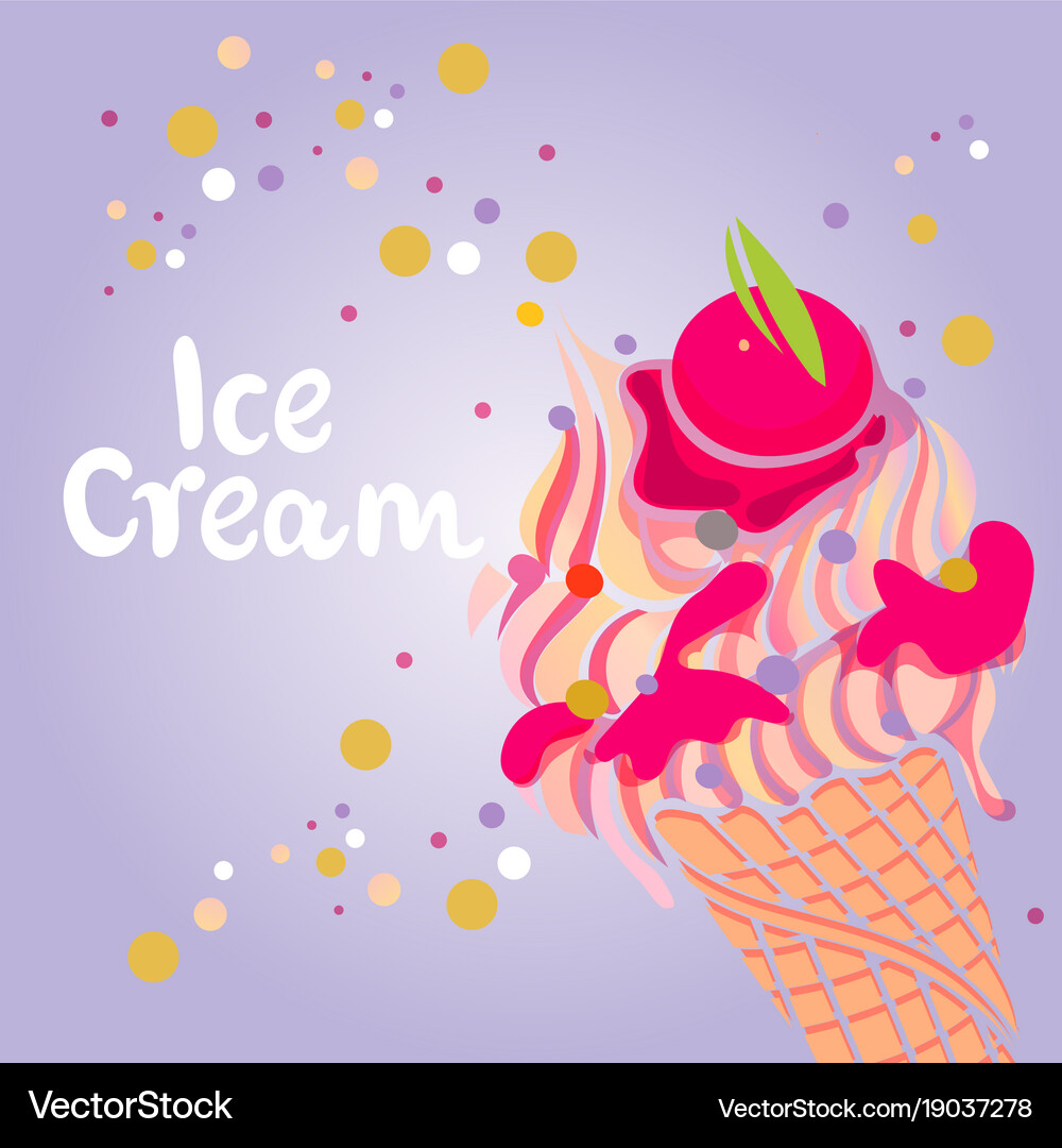 Colorful ice cream with cherry summertime c Vector Image