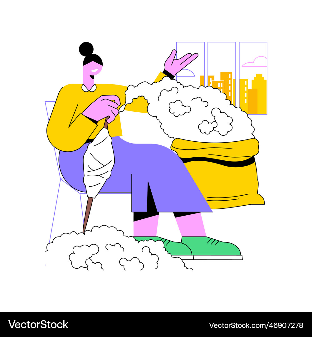 Cotton spinning isolated cartoon Royalty Free Vector Image