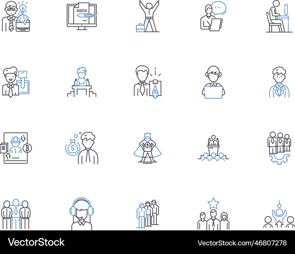 Duty line icons collection responsibility Vector Image